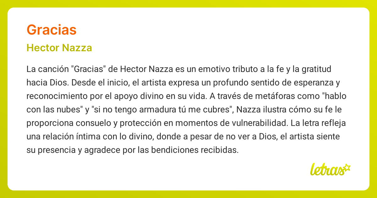 Significado de la canción GRACIAS (Hector Nazza) - LETRAS.COM