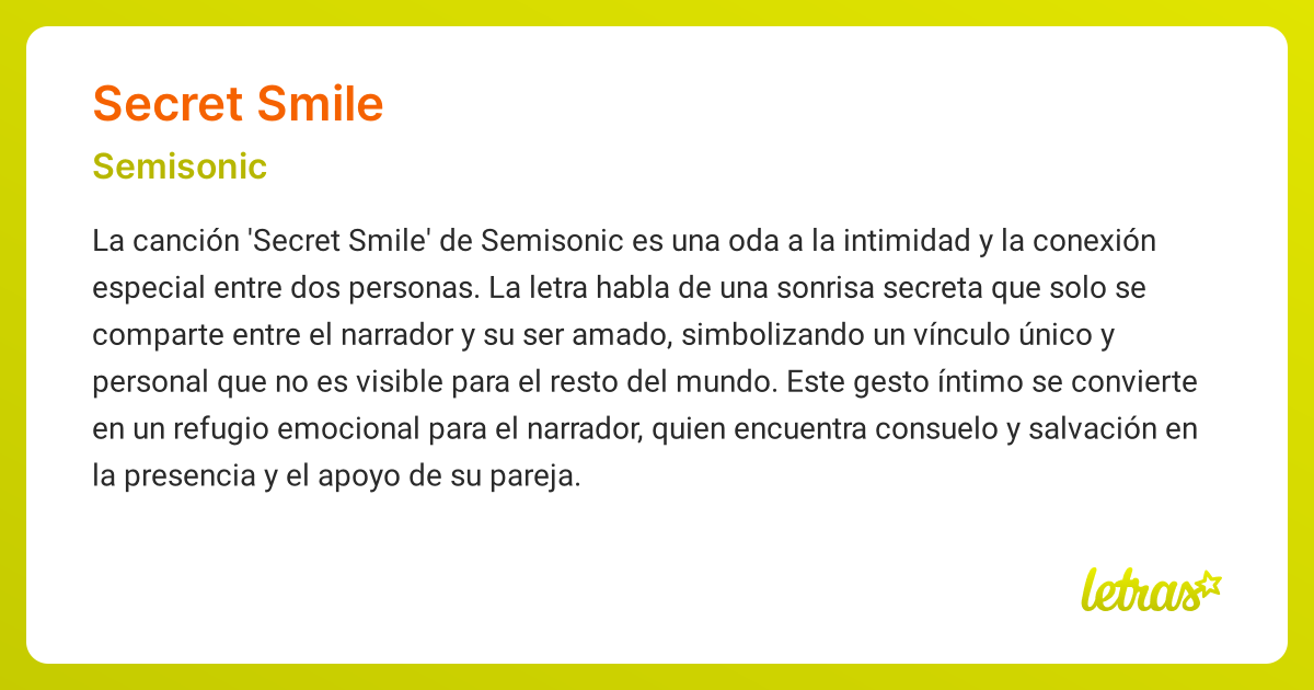 Significado de la canción SECRET SMILE (Semisonic) - LETRAS.COM