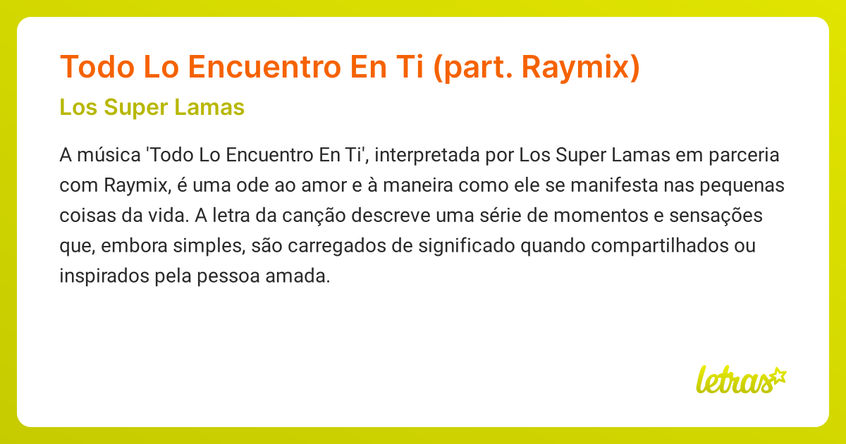 Significado da música Todo Lo Encuentro En Ti (part. Raymix) (Los Super ...