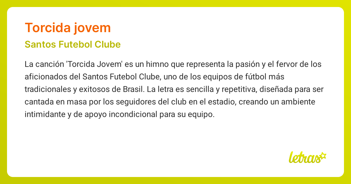 Significado de la canción TORCIDA JOVEM (Santos Futebol Clube) - LETRAS.COM
