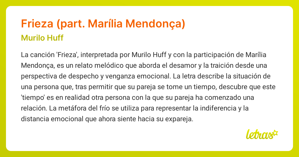 Significado de la canción Frieza (part. Marília Mendonça) (Murilo Huff ...