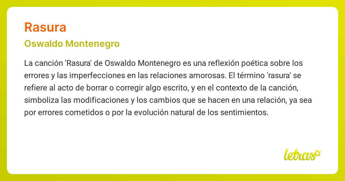Significado de la canción RASURA (Oswaldo Montenegro) - LETRAS.COM
