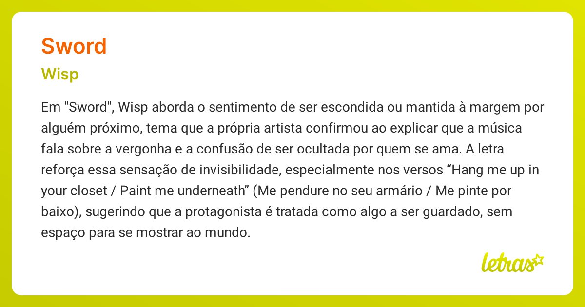 Significado da música SWORD (Wisp) - LETRAS.MUS.BR