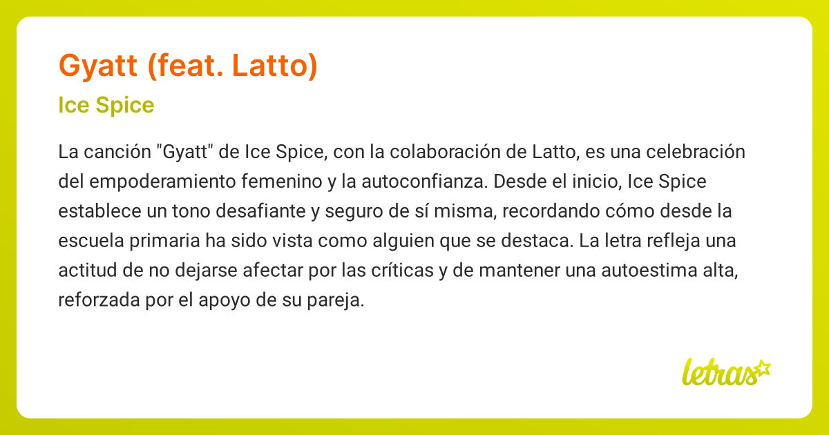 Significado de la canción GYATT (FEAT. LATTO) (Ice Spice) - LETRAS.COM