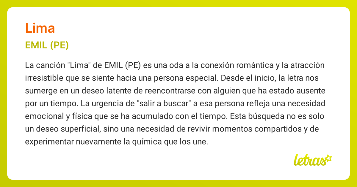 Significado de la canción LIMA (EMIL (PE)) - LETRAS.COM