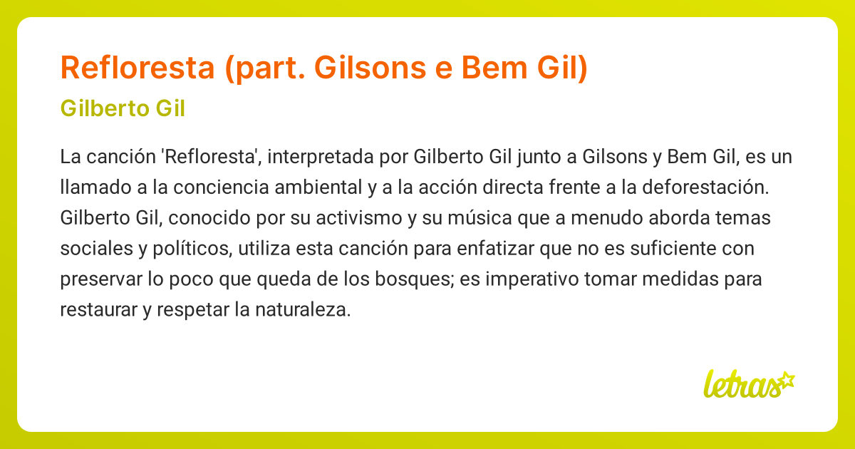 Significado de la canción Refloresta (part. Gilsons e Bem Gil ...