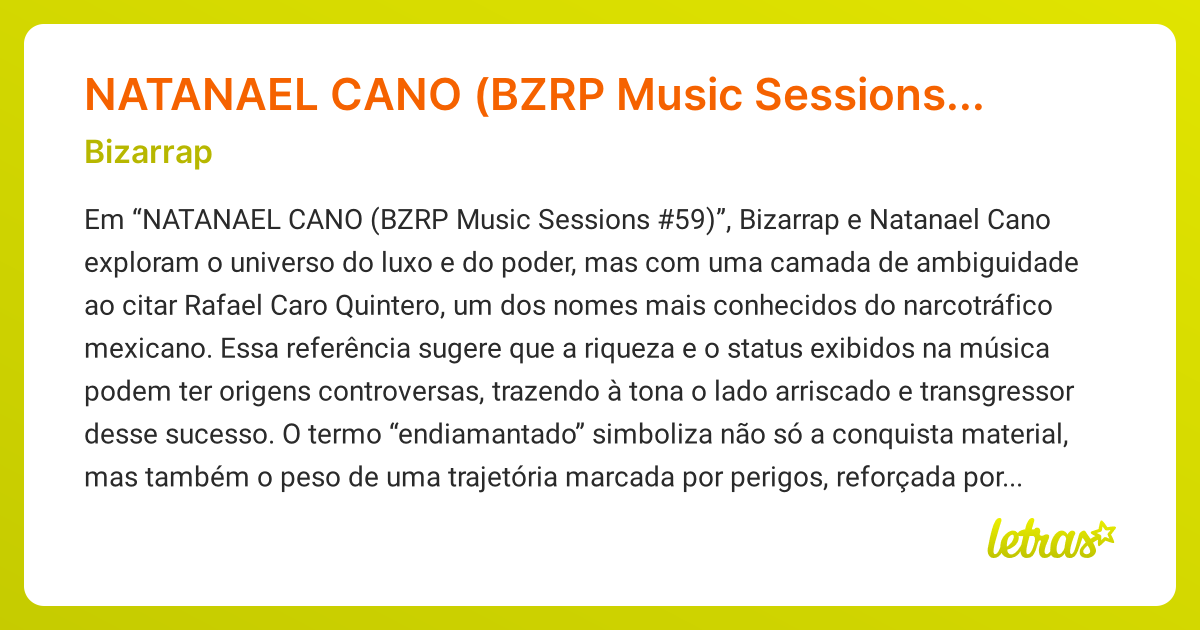 Significado da música NATANAEL CANO (BZRP Music Sessions #59) (Bizarrap ...