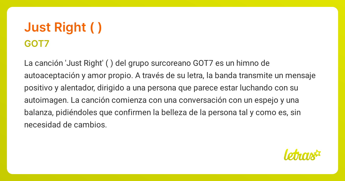 Significado de la canción JUST RIGHT (딱 좋아) (GOT7) - LETRAS.COM