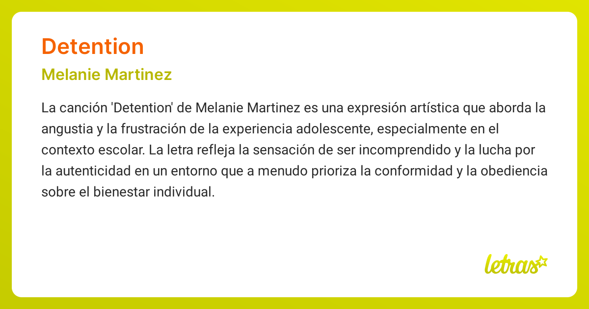 Significado de la canción DETENTION (Melanie Martinez) - LETRAS.COM