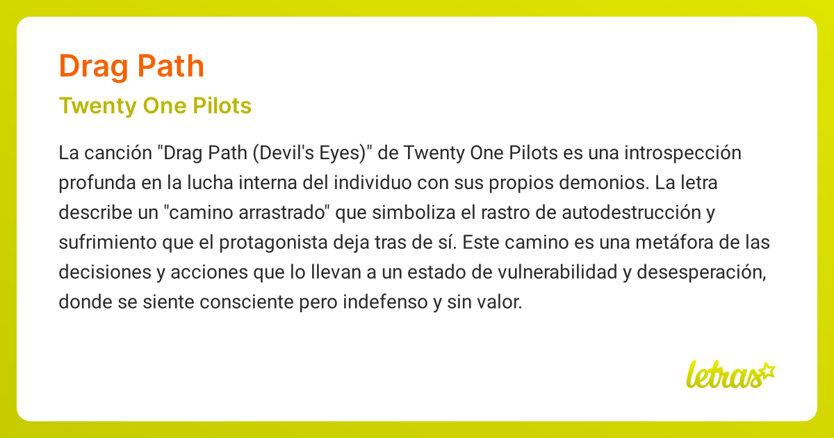 Significado de la canción DRAG PATH (Twenty One Pilots) - LETRAS.COM
