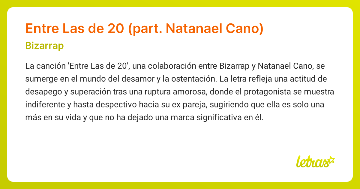 Significado de la canción Entre Las de 20 (part. Natanael Cano ...