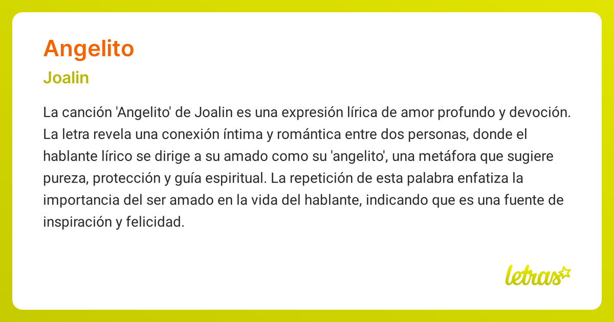 Significado de la canción ANGELITO (Joalin) - LETRAS.COM