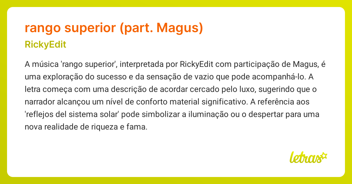 Significado da música RANGO SUPERIOR (PART. MAGUS) (RickyEdit) - LETRAS ...