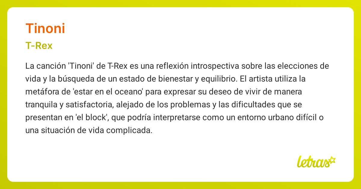 Significado de la canción TINONI (T-Rex) - LETRAS.COM