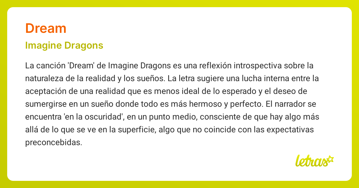 Significado de la canción DREAM (Imagine Dragons) - LETRAS.COM