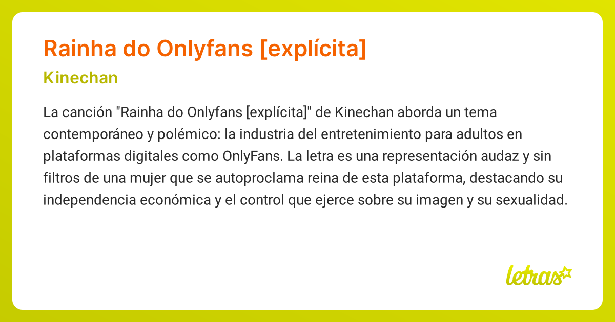 Significado de la canción Rainha do Onlyfans [explícita] (Kinechan) - LETRAS.COM
