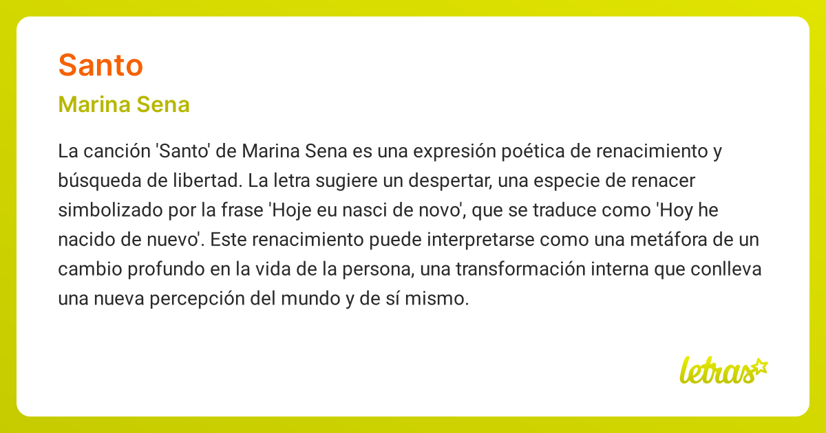 Significado de la canción SANTO (Marina Sena) - LETRAS.COM