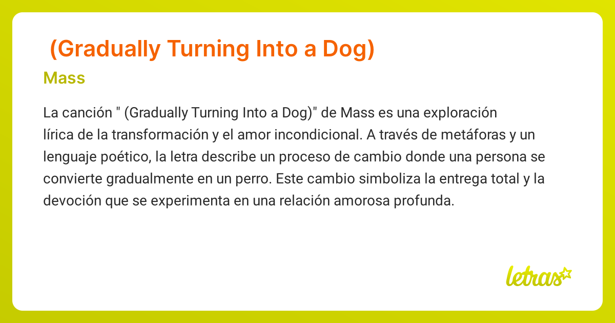Significado de la canción だんだん犬になる (Gradually Turning Into a Dog) (Mass ...