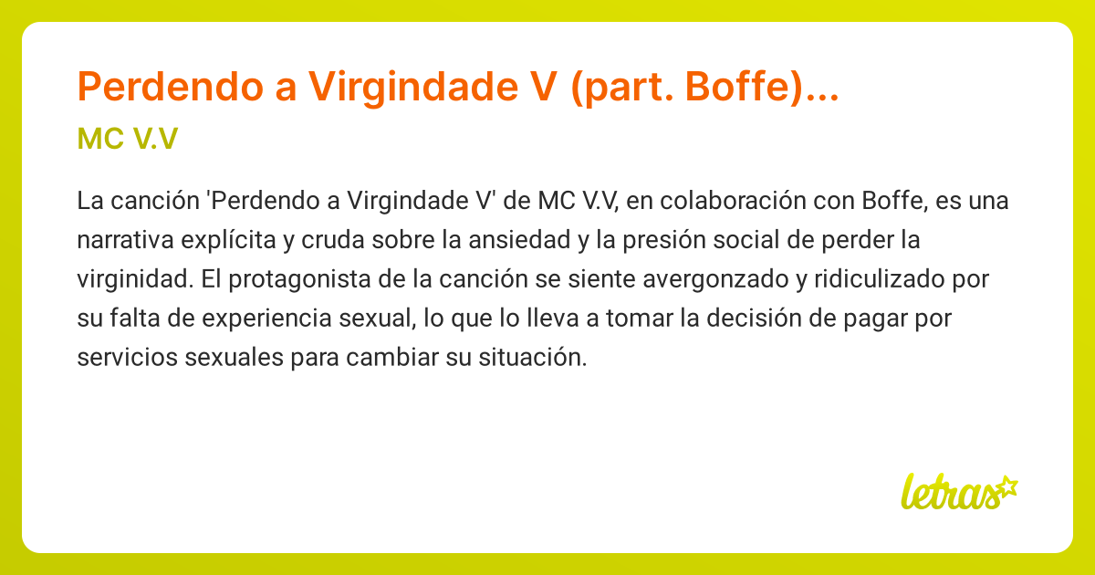 Significado de la canción Perdendo a Virgindade V (part. Boffe ...