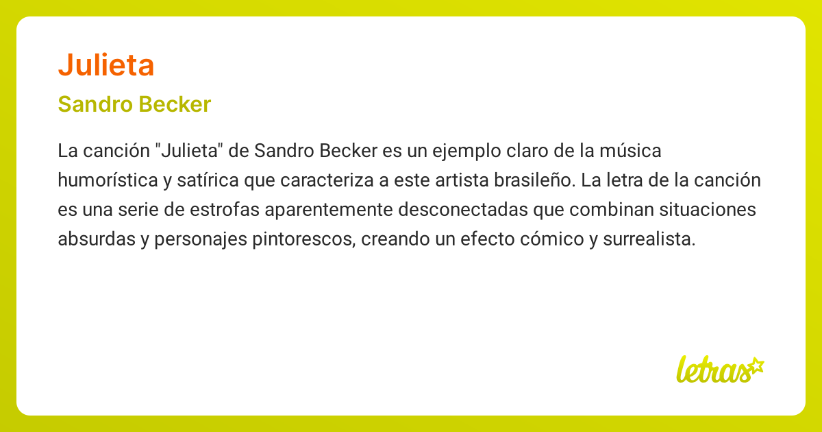 Significado de la canción JULIETA (Sandro Becker) - LETRAS.COM