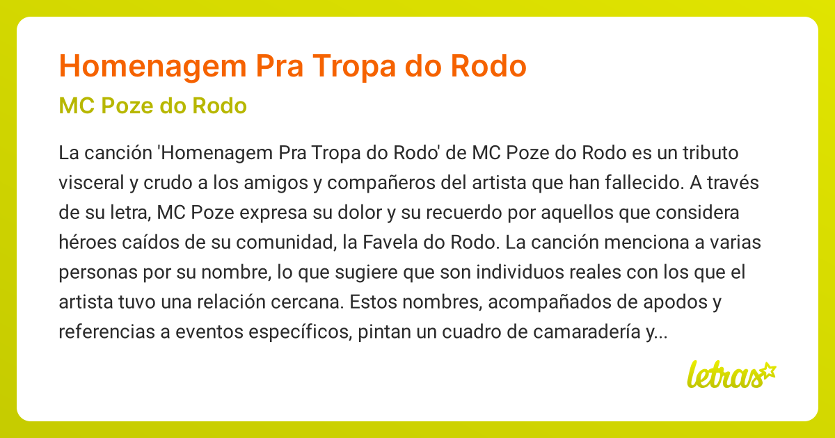 Significado de la canción HOMENAGEM PRA TROPA DO RODO (MC Poze do Rodo ...