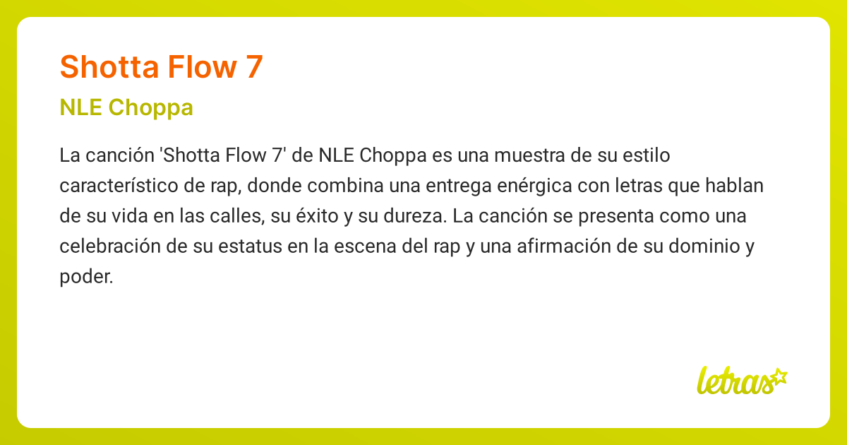 Significado de la canción SHOTTA FLOW 7 (NLE Choppa) - LETRAS.COM