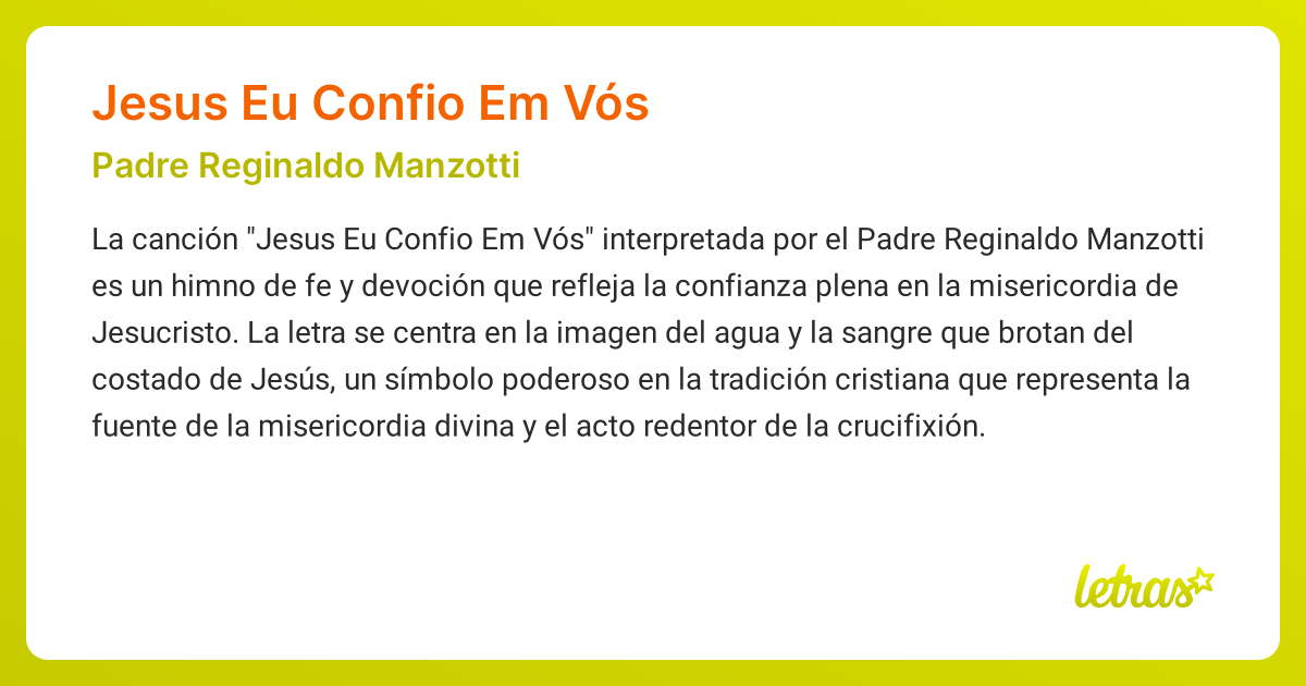 Significado de la canción JESUS EU CONFIO EM VÓS (Padre Reginaldo ...