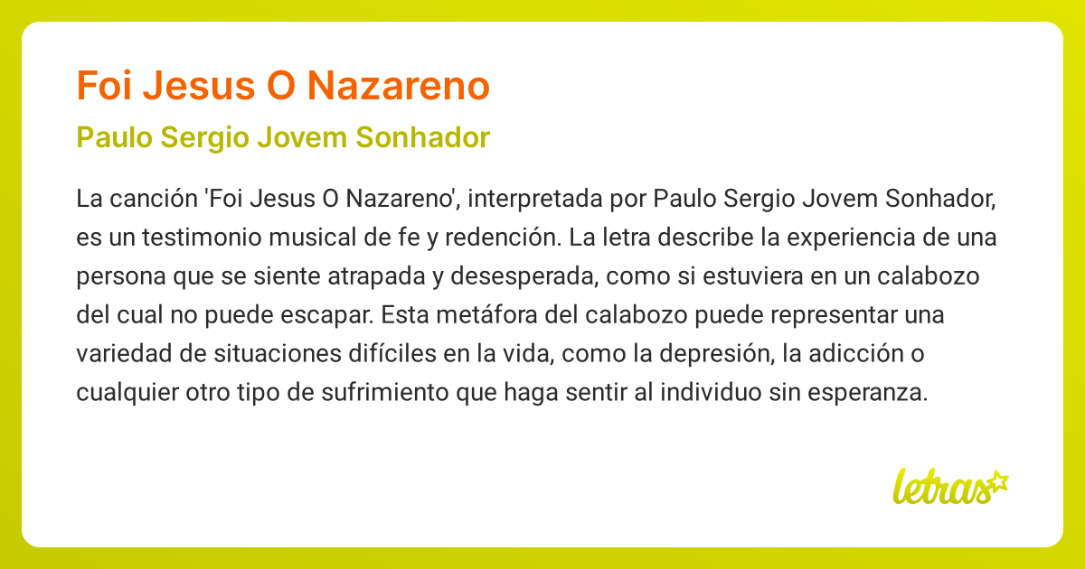 Significado de la canción FOI JESUS O NAZARENO (Paulo Sergio Jovem ...