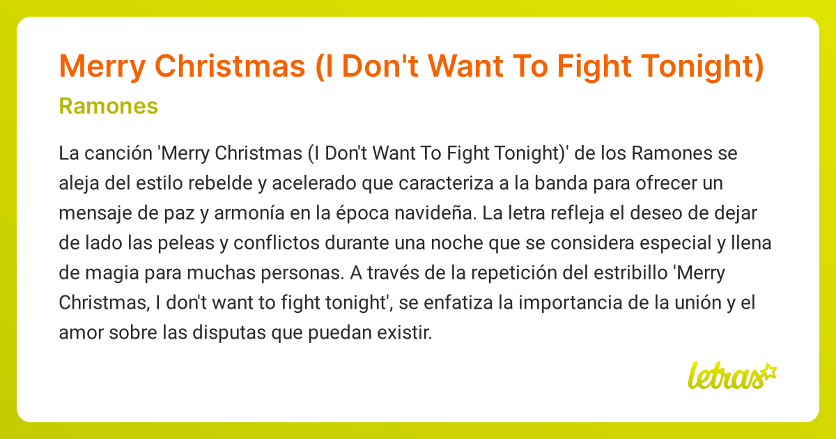 Significado de la canción Merry Christmas (I Don't Want To Fight ...