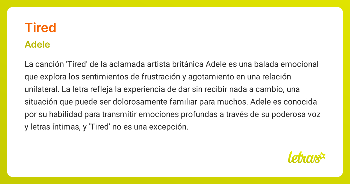Significado de la canción TIRED (Adele) - LETRAS.COM