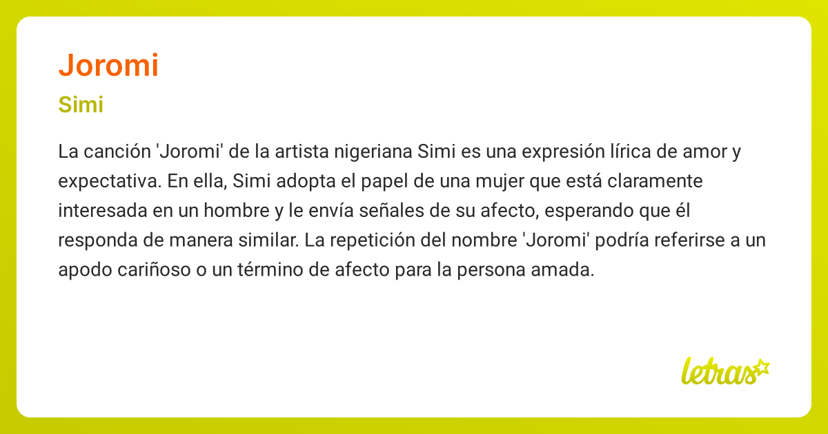 Significado de la canción JOROMI (Simi) - LETRAS.COM