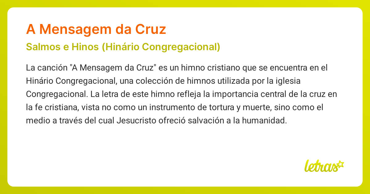 Significado de la canción A MENSAGEM DA CRUZ (Salmos e Hinos (Hinário ...