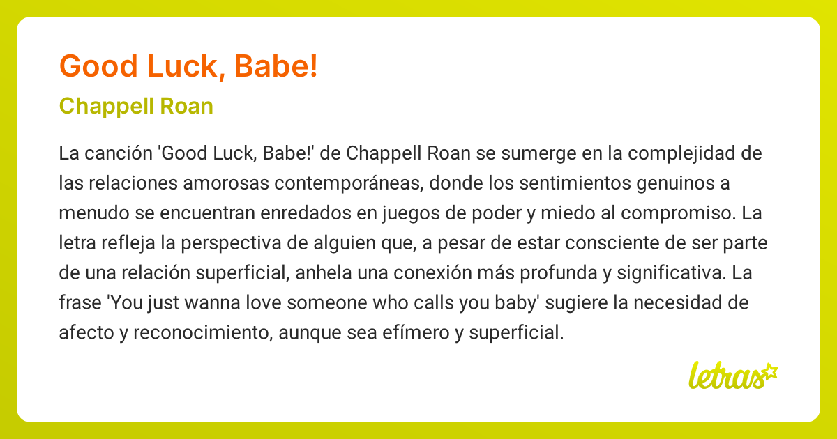 Significado de la canción GOOD LUCK, BABE! (Chappell Roan) - LETRAS.COM
