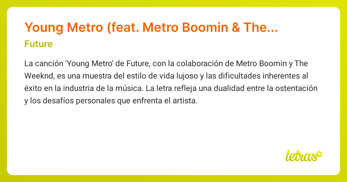 Significado de la canción Young Metro (feat. Metro Boomin & The Weeknd ...