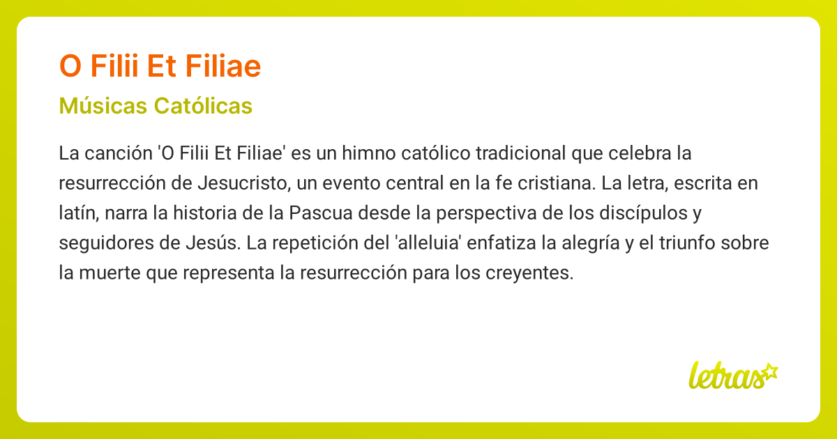 Significado de la canción O FILII ET FILIAE (Músicas Católicas ...