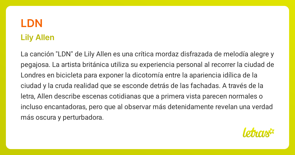 Significado de la canción LDN (Lily Allen) - LETRAS.COM
