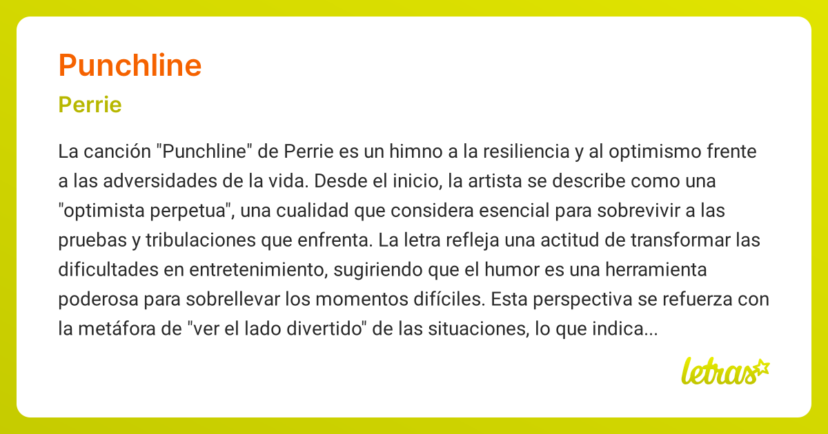Significado de la canción PUNCHLINE (Perrie) - LETRAS.COM