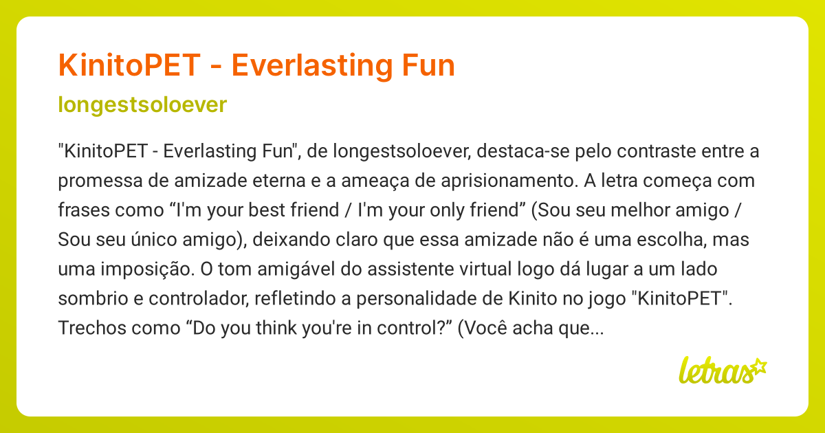 Significado da música KINITOPET - EVERLASTING FUN (longestsoloever ...