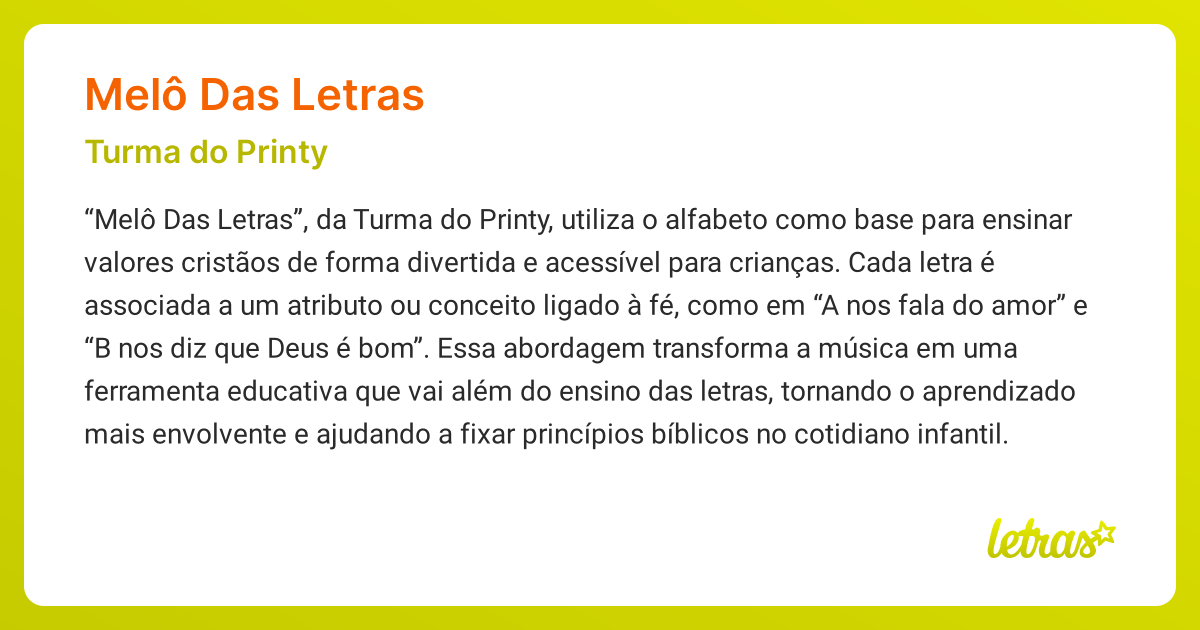 Significado da música MELÔ DAS LETRAS (Turma do Printy) - LETRAS.MUS.BR