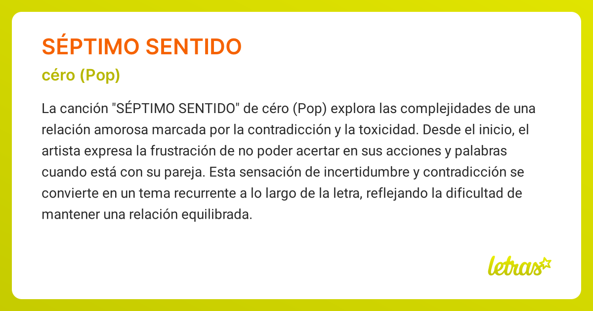 Significado de la canción SÉPTIMO SENTIDO (céro (Pop)) - LETRAS.COM