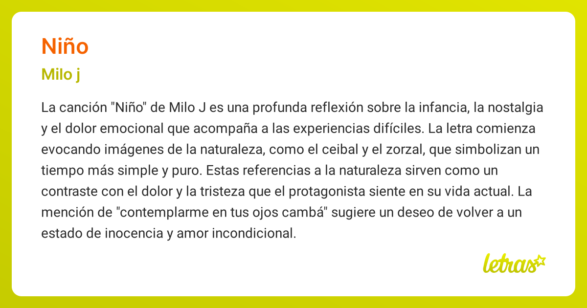 Significado de la canción NIÑO (Milo j) - LETRAS.COM