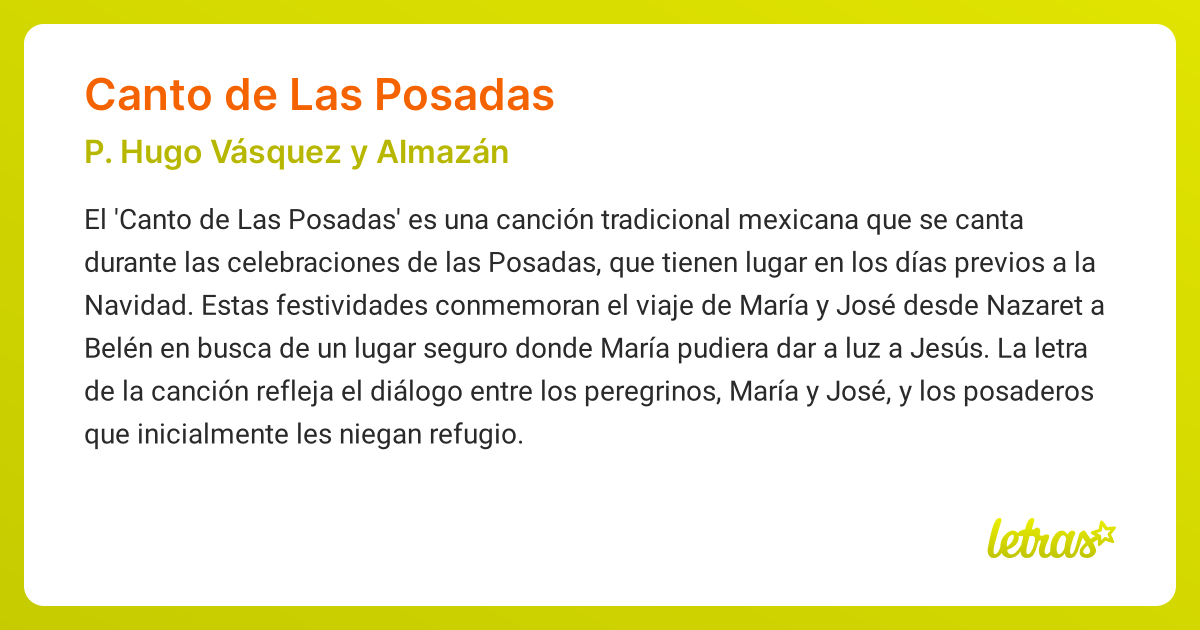 Significado de la canción CANTO DE LAS POSADAS (P. Hugo Vásquez y ...