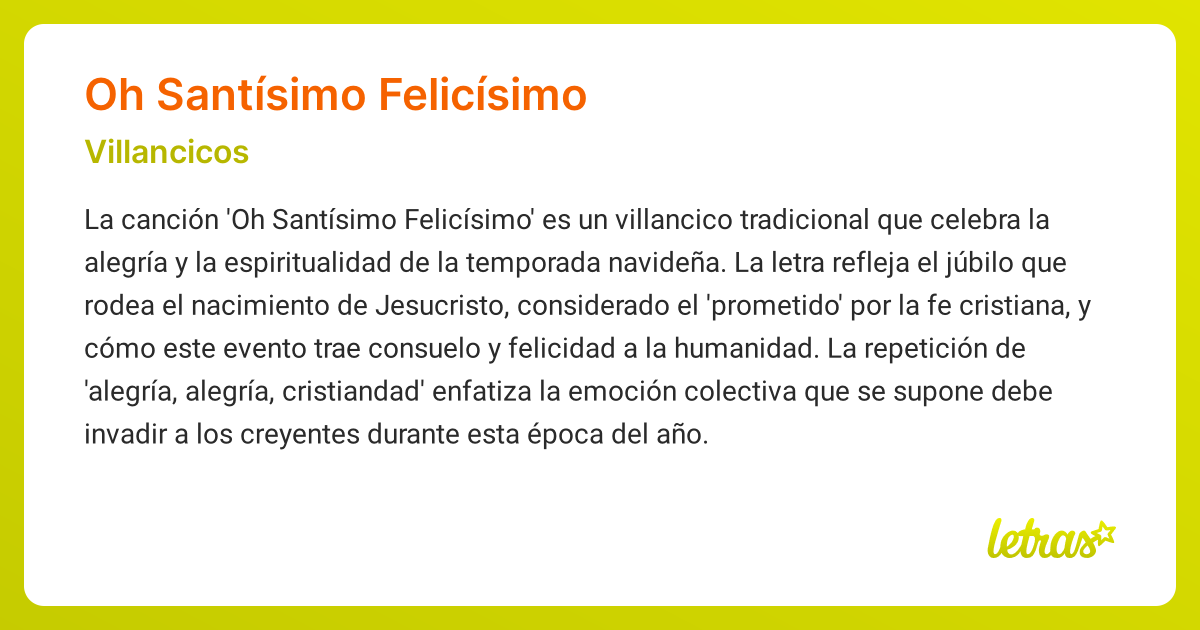 Significado de la canción OH SANTÍSIMO FELICÍSIMO (Villancicos ...
