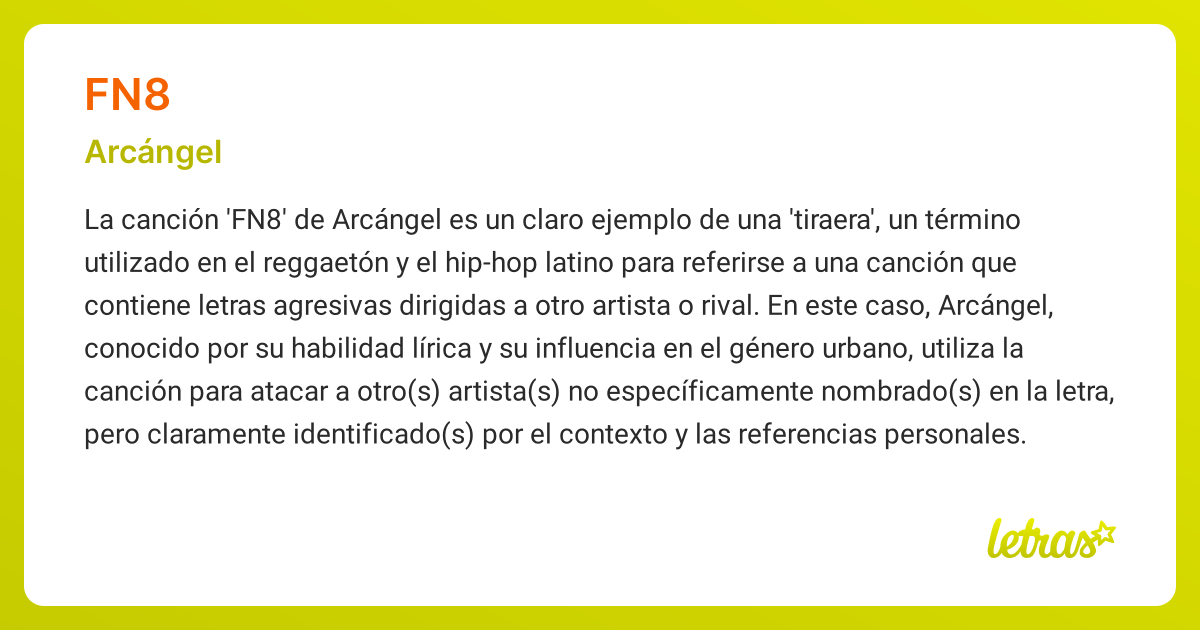 Significado de la canción FN8 (Arcángel) - LETRAS.COM