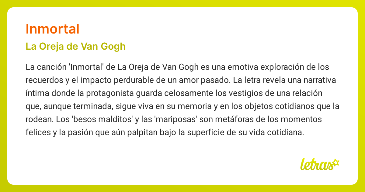 Significado de la canción INMORTAL (La Oreja de Van Gogh) - LETRAS.COM