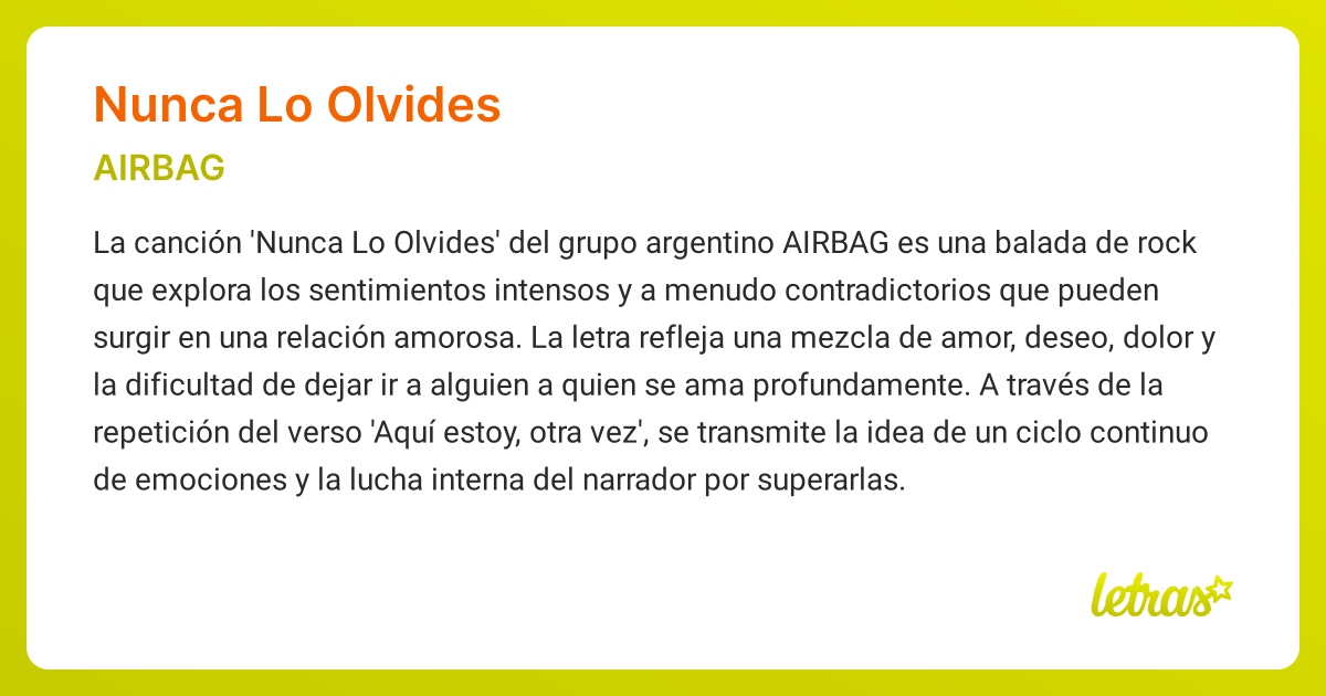 Significado de la canción NUNCA LO OLVIDES (AIRBAG) - LETRAS.COM