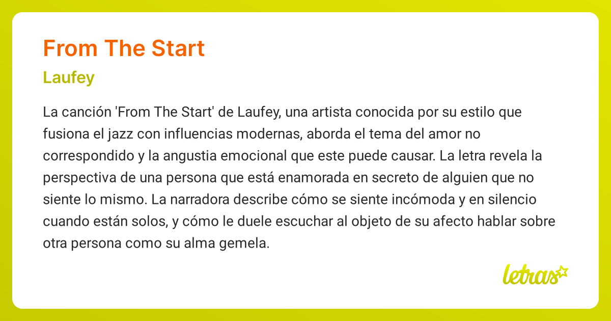 Significado de la canción FROM THE START (Laufey) - LETRAS.COM