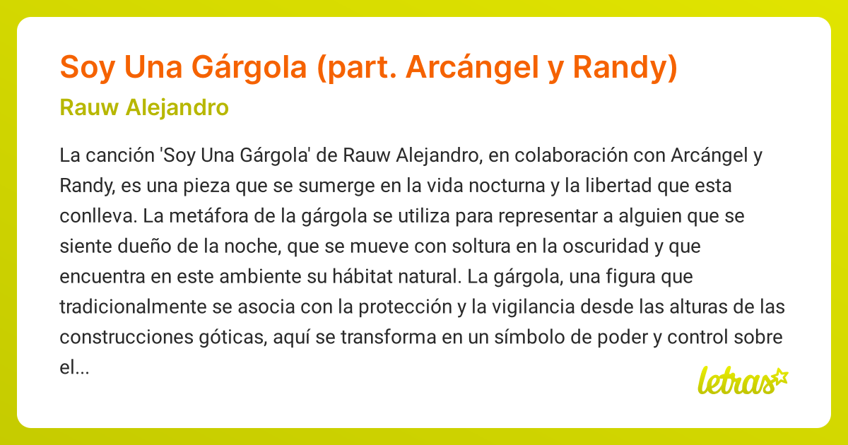 Significado de la canción Soy Una Gárgola (part. Arcángel y Randy ...