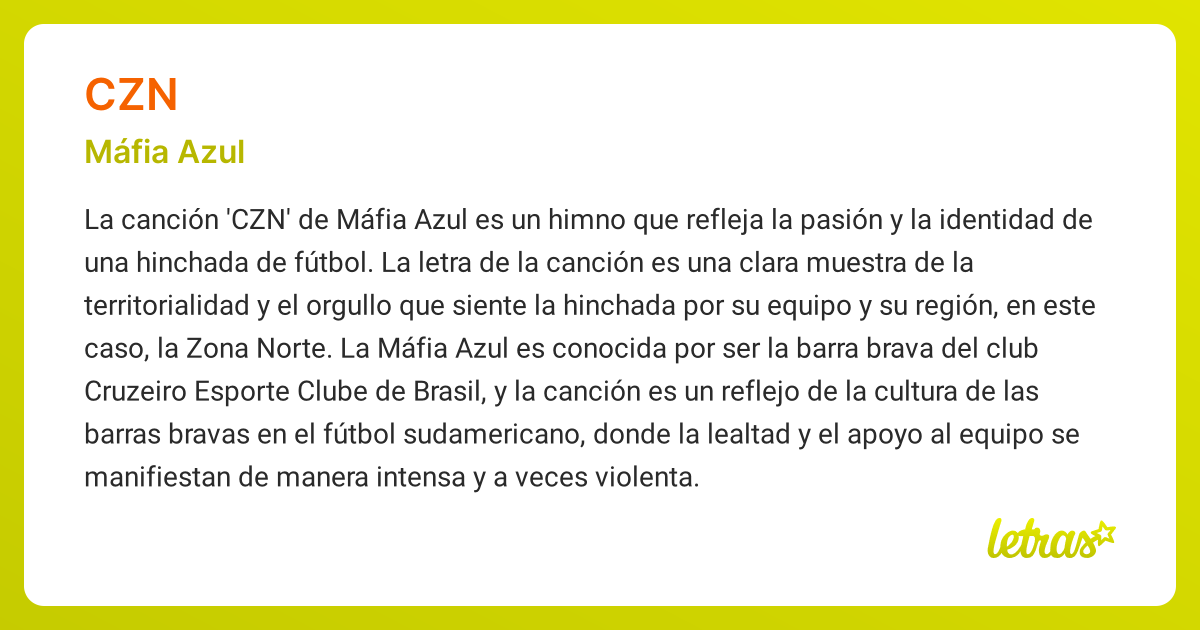 Significado de la canción CZN (Máfia Azul) - LETRAS.COM