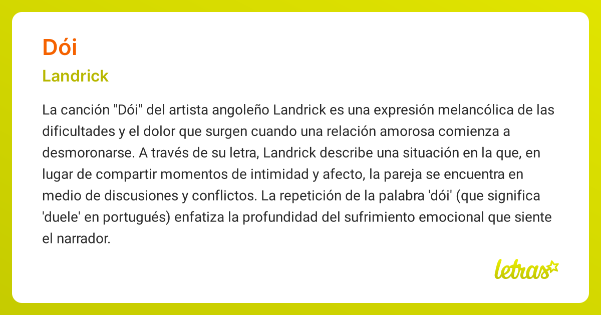 Significado de la canción DÓI (Landrick) - LETRAS.COM